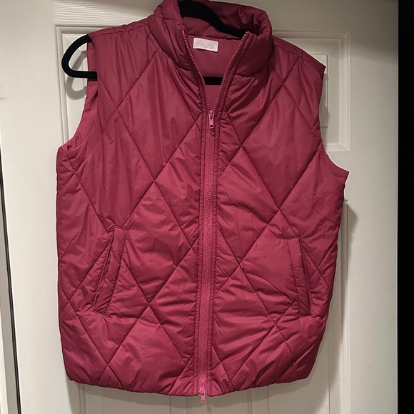 Pink Lily | Jackets & Coats | Quilted Pink Lily Small Berry Puffer Vest ...